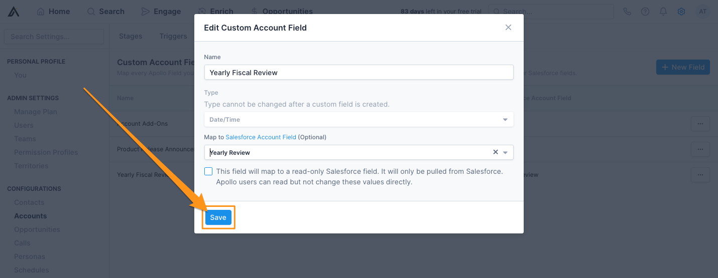 Link Custom Salesforce Fields To Custom Apollo Fields