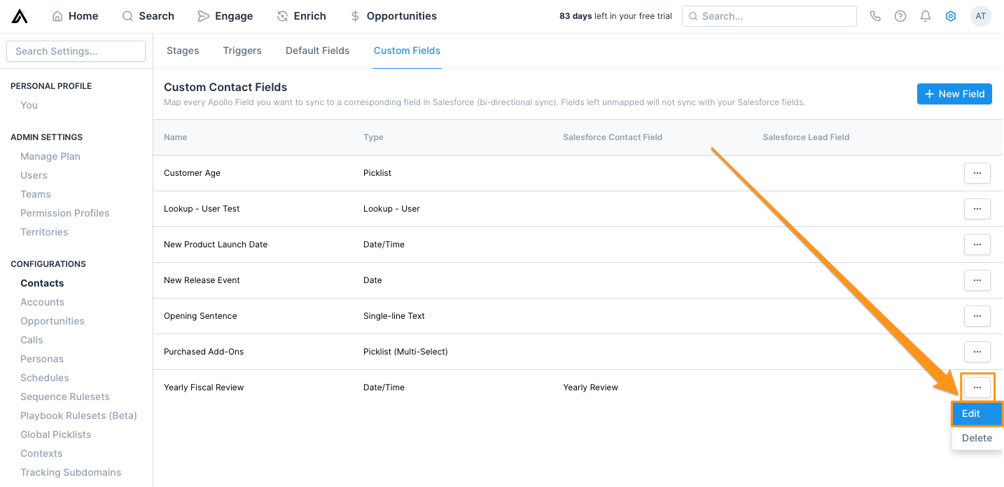 Link Custom Salesforce Fields To Custom Apollo Fields
