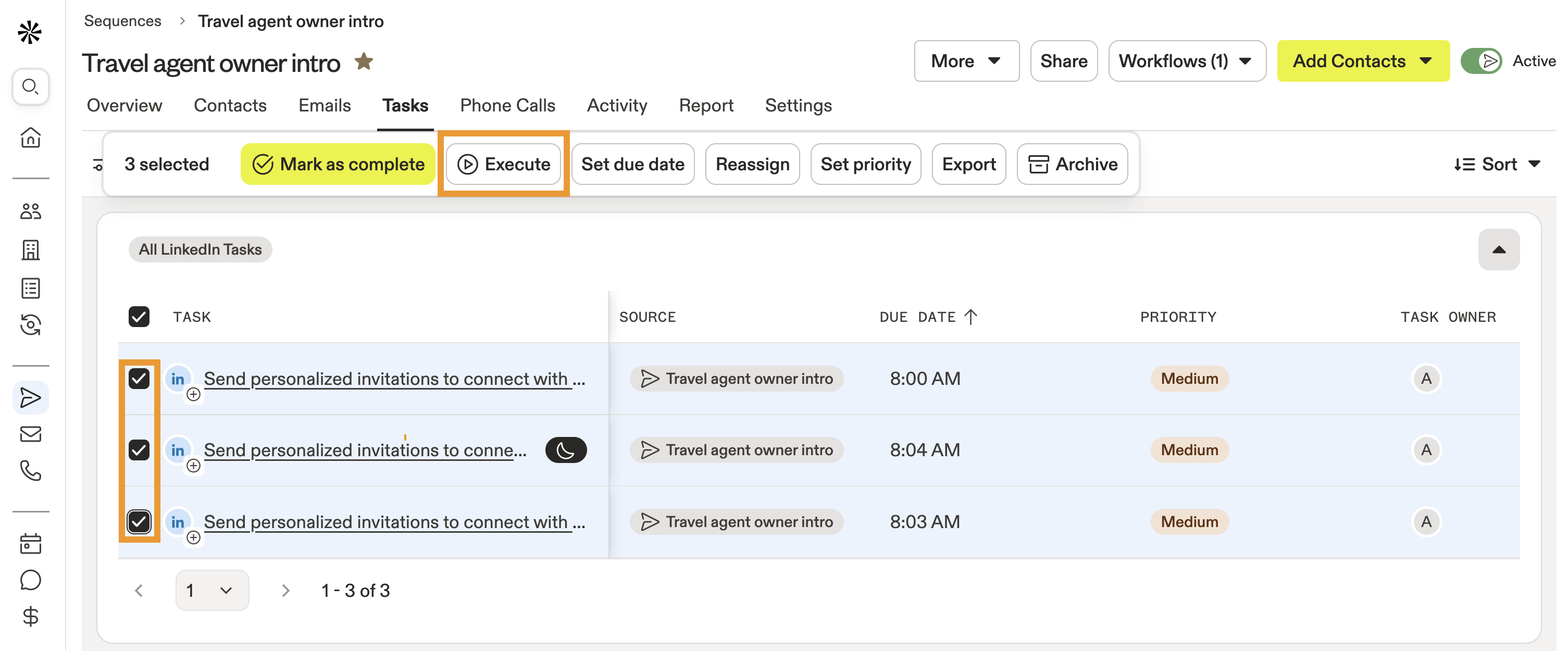 Complete LinkedIn Tasks in a Sequence – Apollo.io