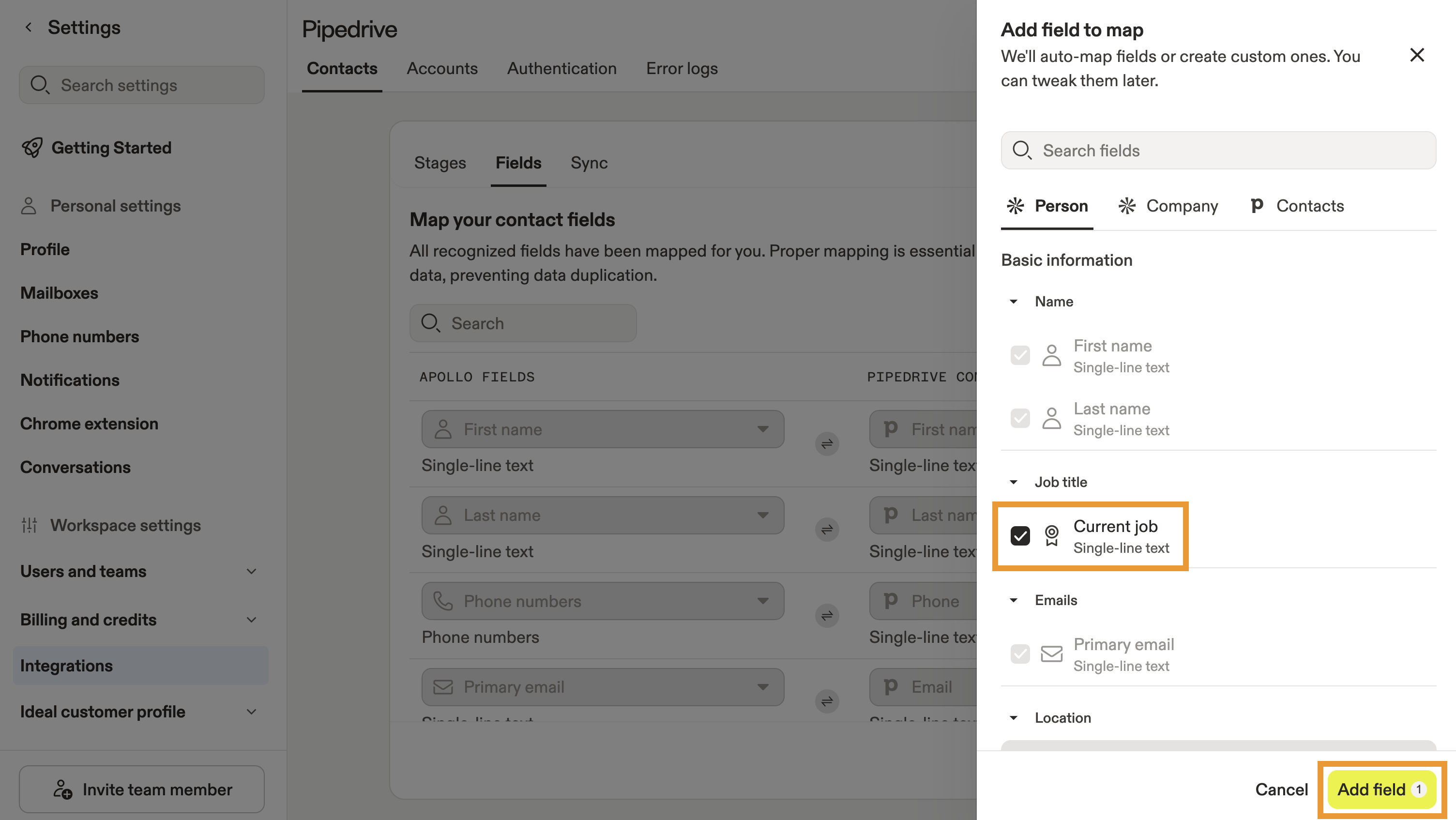 Set Up the Pipedrive Integration – Apollo.io