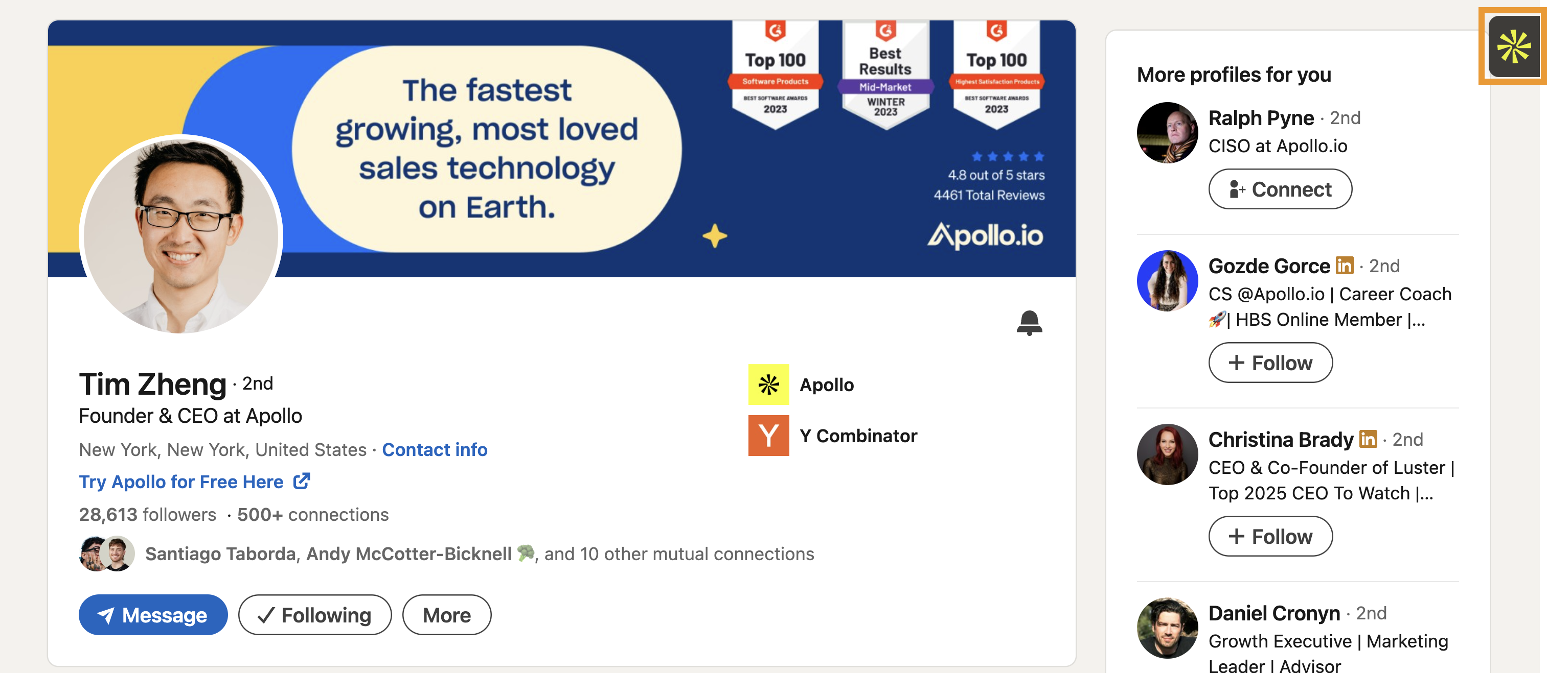 Prospect on LinkedIn with the Apollo Chrome Extension – Apollo
