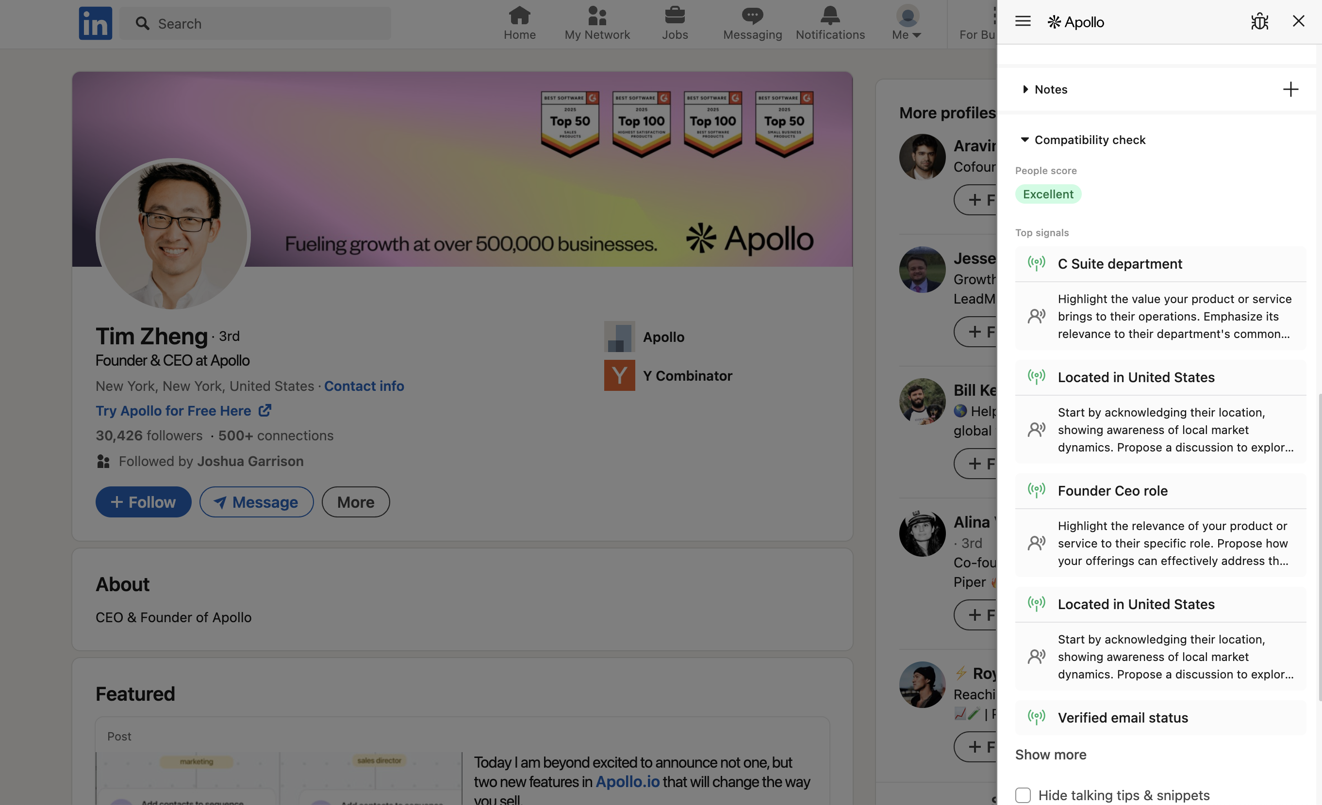 Prospect on LinkedIn with the Apollo Chrome Extension – Apollo