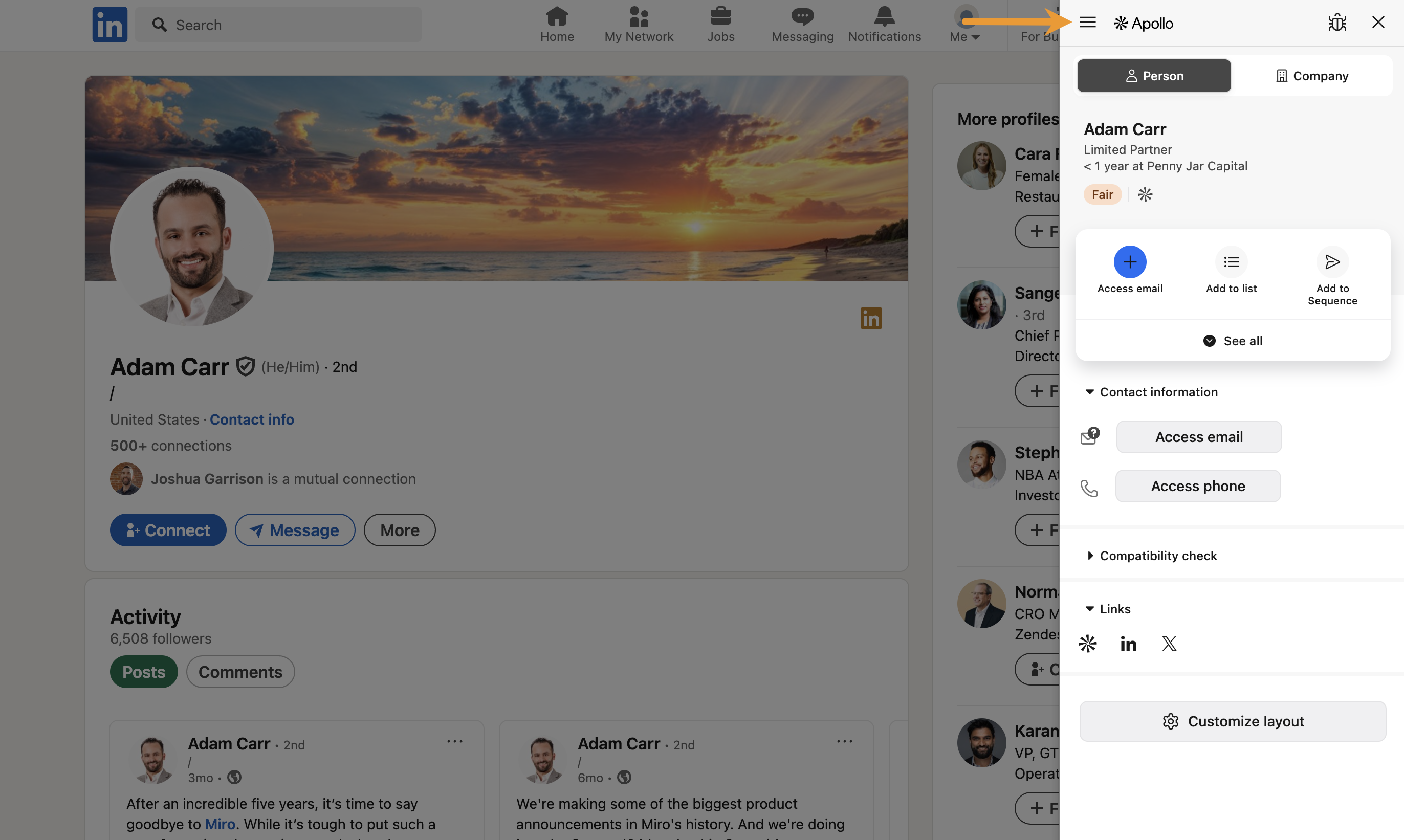 Prospect on LinkedIn with the Apollo Chrome Extension – Apollo