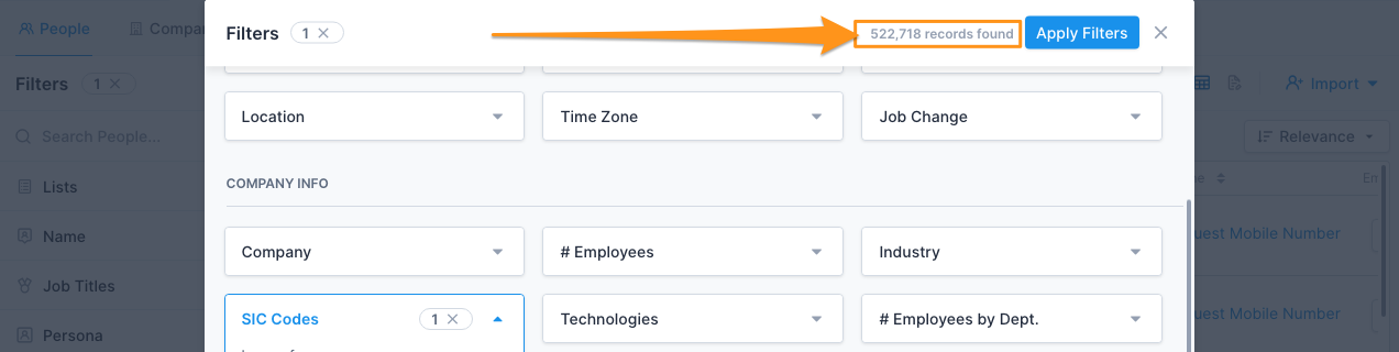 Use Apollo Supported SIC Codes in a Search – Apollo.io