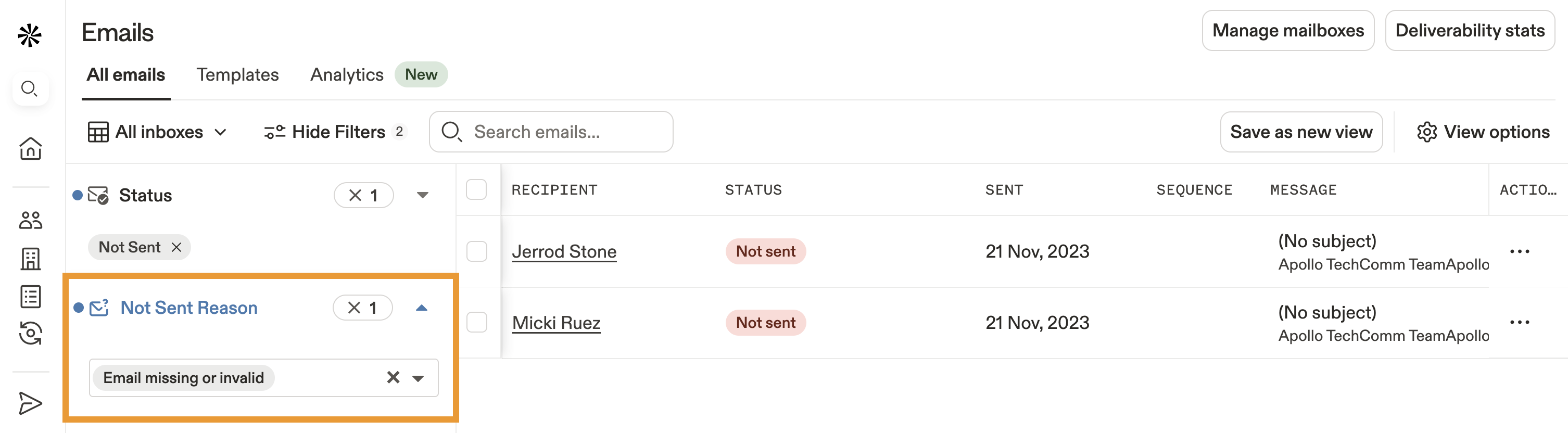 Troubleshoot Sending Emails – Apollo