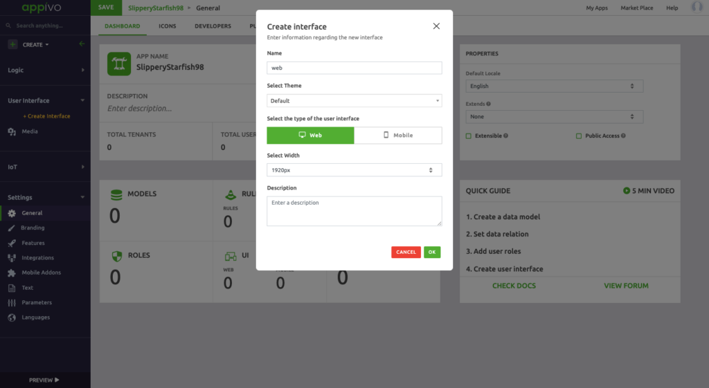 User Interface - Appivo Documentation