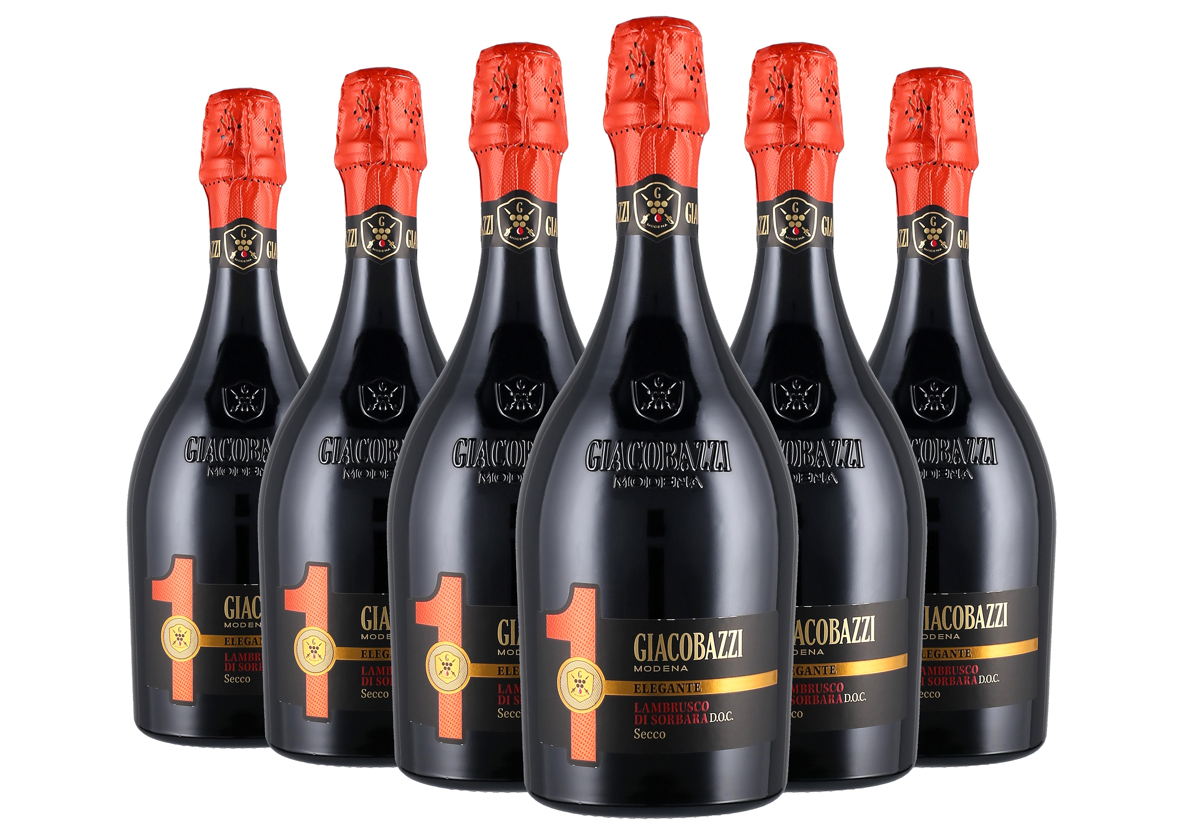 Lambrusco di Sorbara Secco DOC 1 Elegante Giacobazzi 6 bottiglie ...