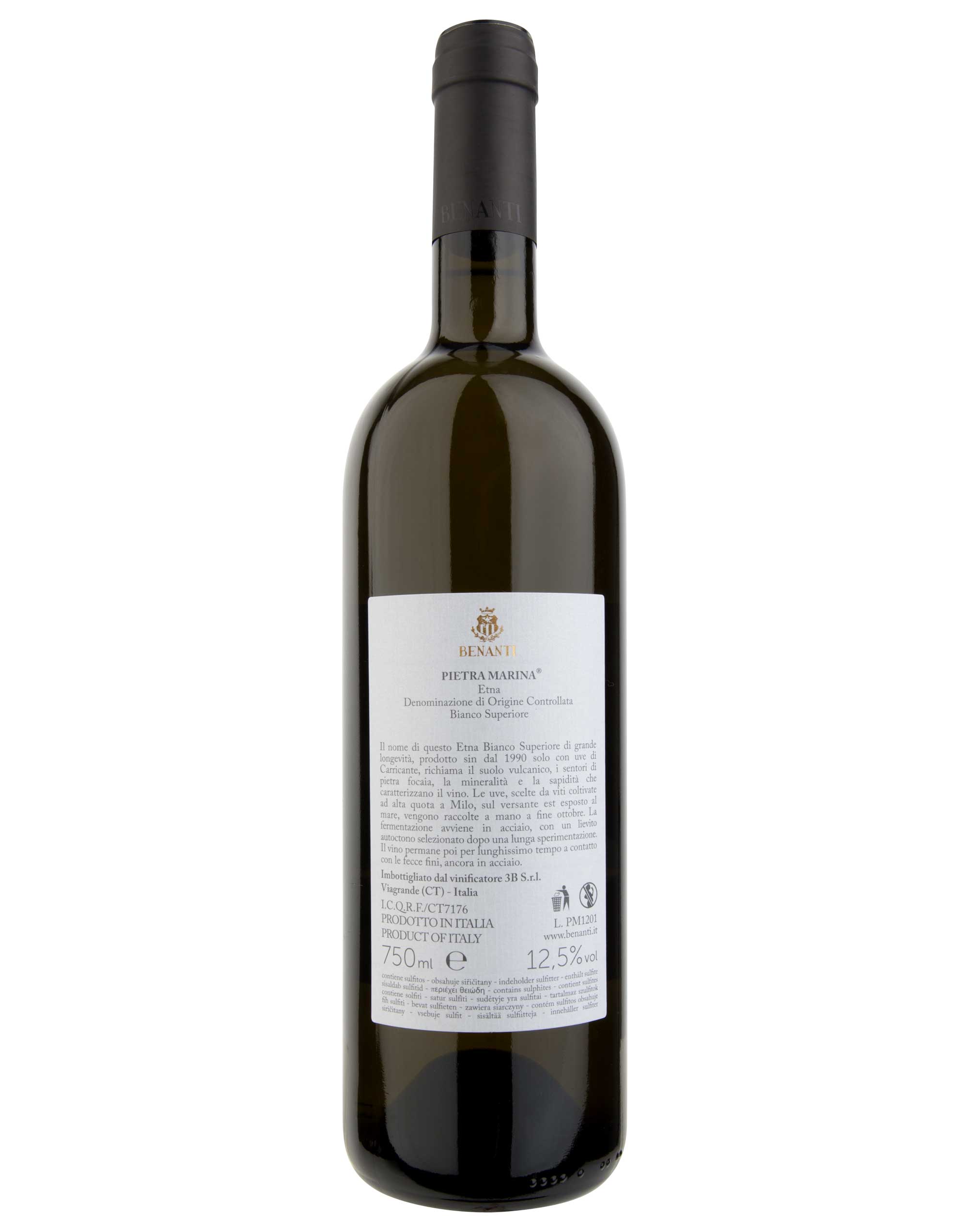 Etna Bianco Superiore DOC Pietramarina Benanti 2016 0,75 ℓ