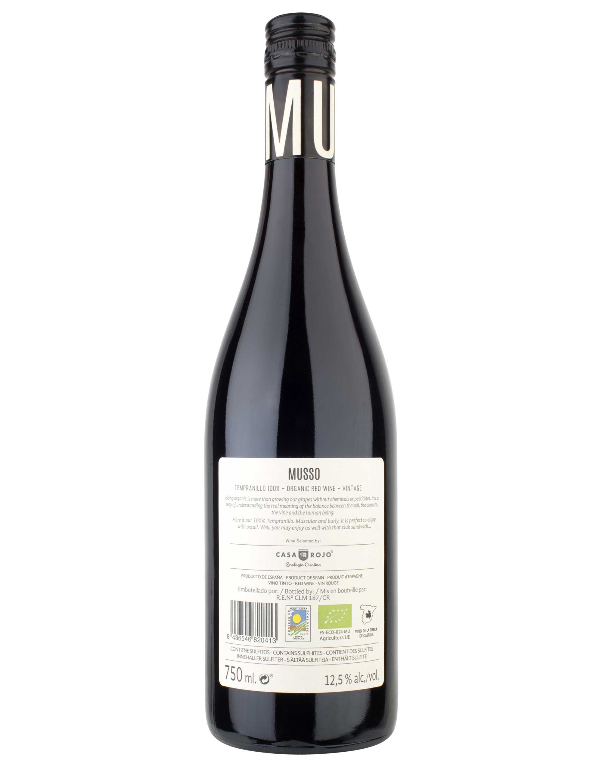 Vino de la tierra de Castilla IGP Musso Tempranillo Casa Rojo 2015 ...