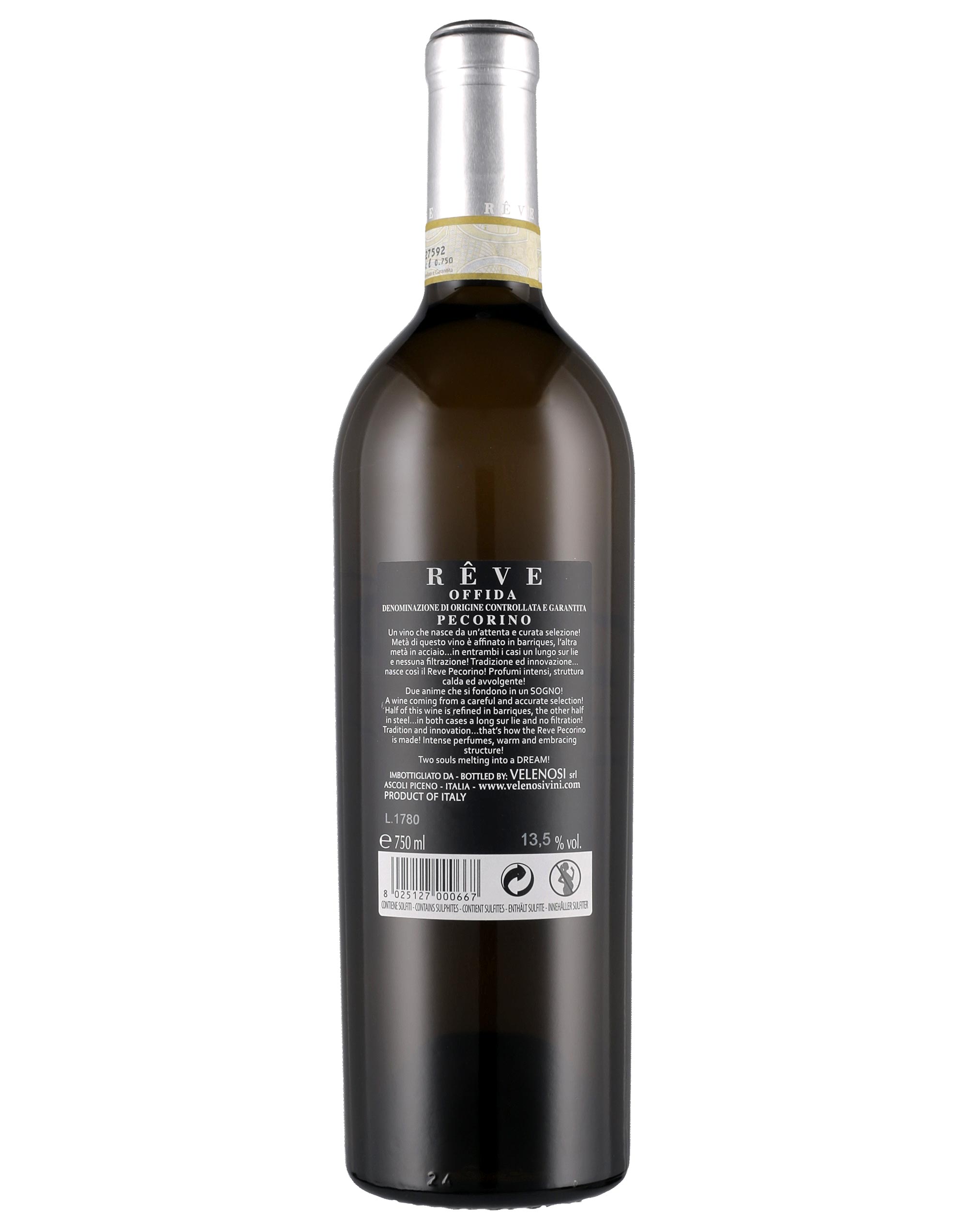 Offida Pecorino DOCG Rêve Velenosi 2016 0,75 ℓ