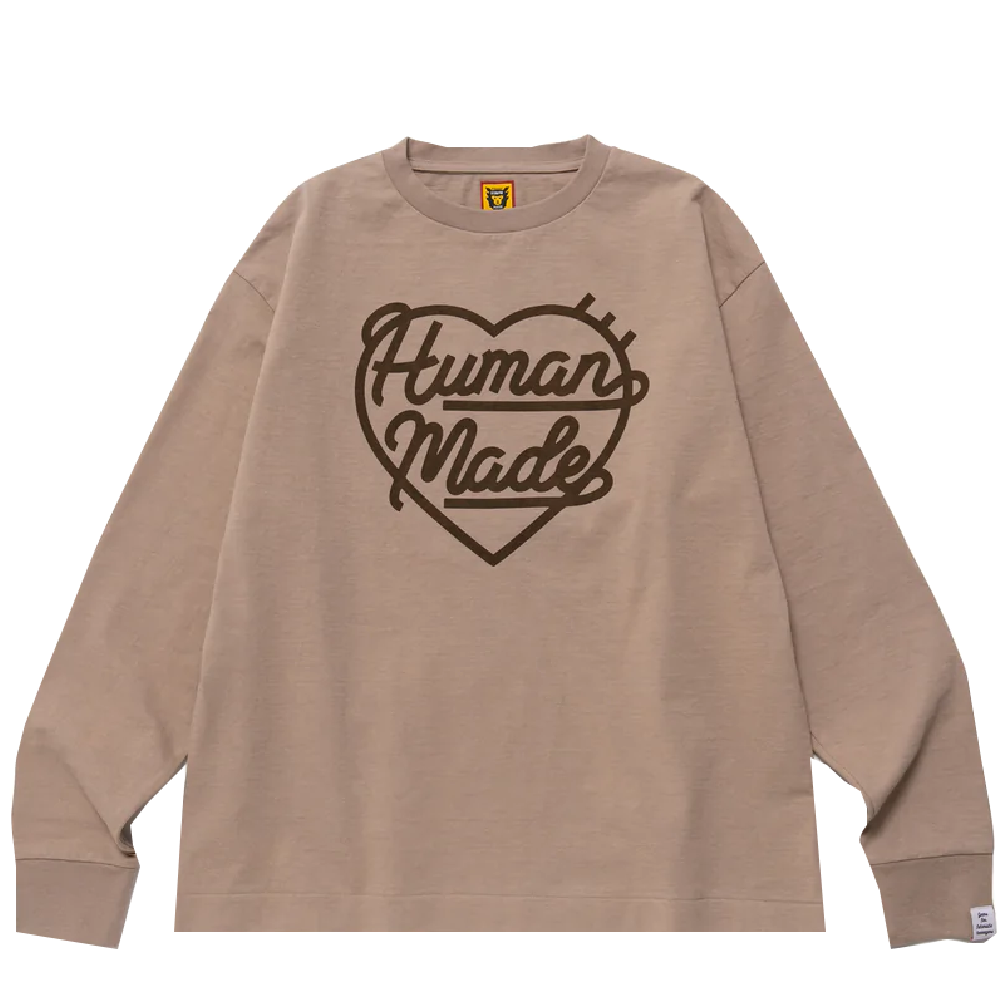 HUMAN MADE HEART LS TEE BEIGE | AREA 02