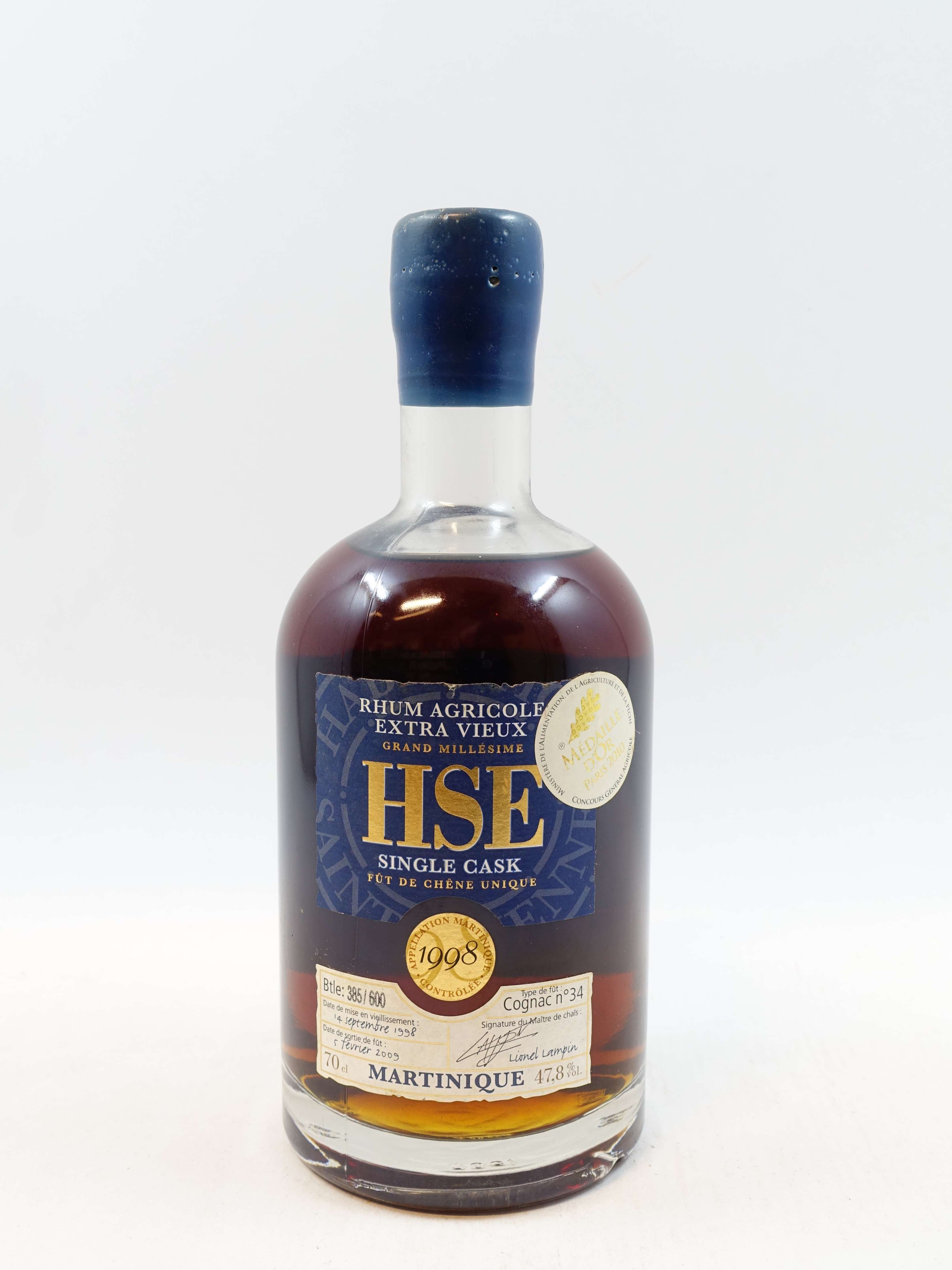 1 bouteille RHUM HSE 1998 Single Cask | Artcurial