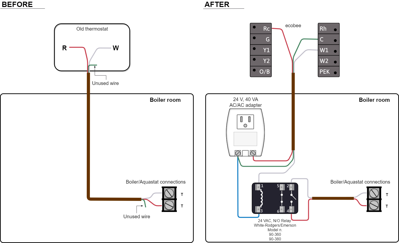 C wire options for 2-wire fan heater : r/ecobee