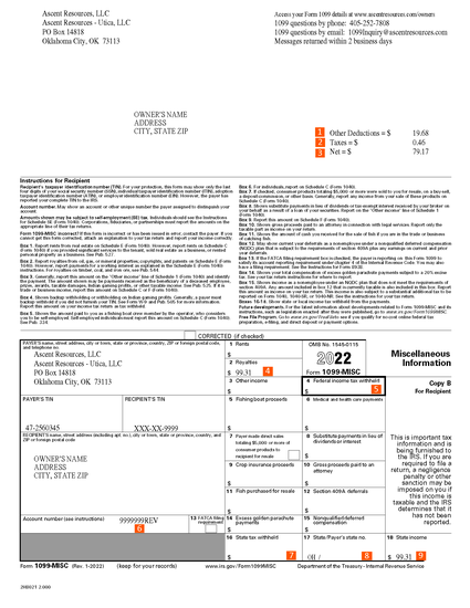 Tax Information - Explanation of Form 1099 | Owners | Ascent Resources