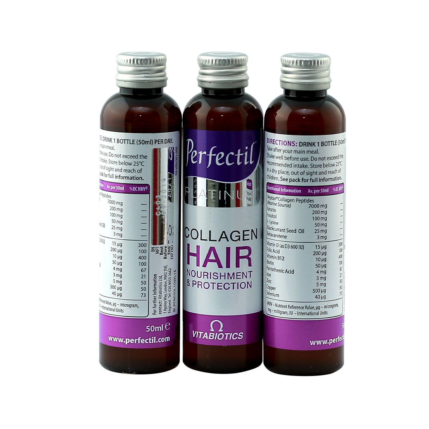 Vitabiotics Perfectil Platinum Collagen Hair Drink 10 Bottles X 50ml ...