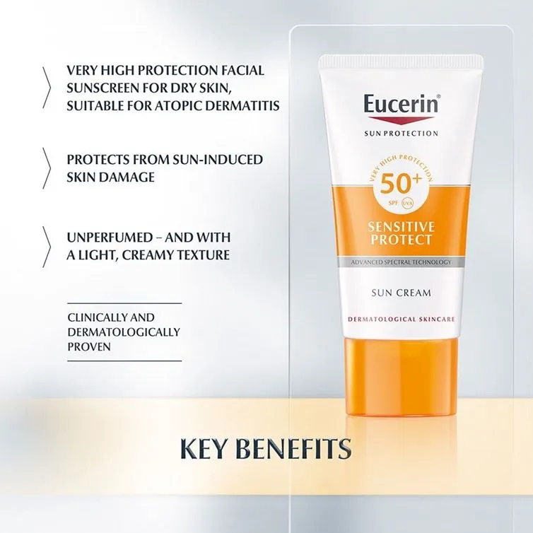 Eucerin Sunscreen Cream Spf50 Sensitive Protect 50ml - Aesthetic Today UAE