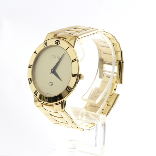 Men's Gucci 3300M Yellow Gold Plated Stainless Steel Swiss Quartz 31mm ...