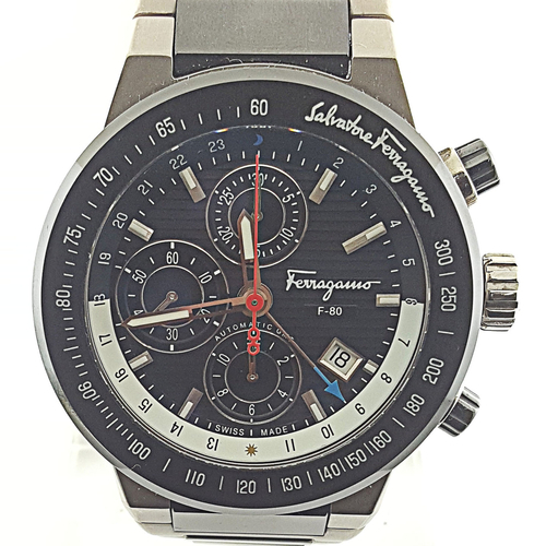 Mens Designer Ferragamo F80 GMT Swiss Made Titanium Ceramic Chronograph ...