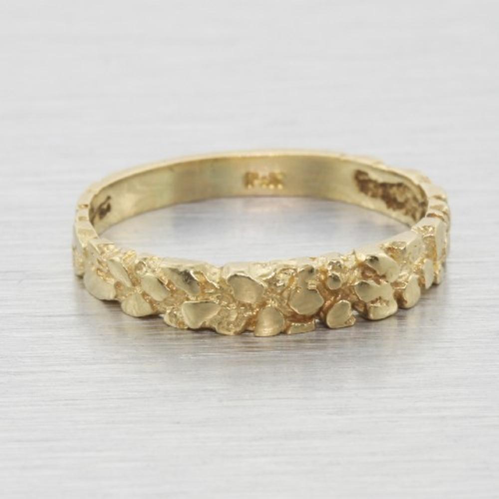 Custom 14k Gold Nugget Diamond Engagement Ring Set | Online Pawn Shop ...