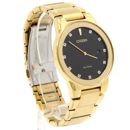 Citizen Eco-Drive Men's J165-S138561 Axiom Black Dial, Gold Watch ...