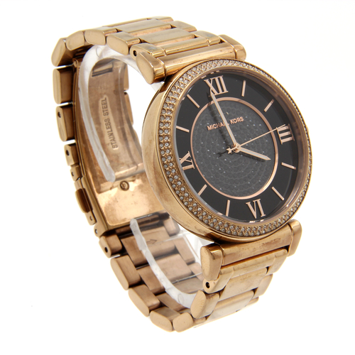 Michael Kors 39mm Black Dial Rose Gold SSteel Bracelet Women's Watch ...