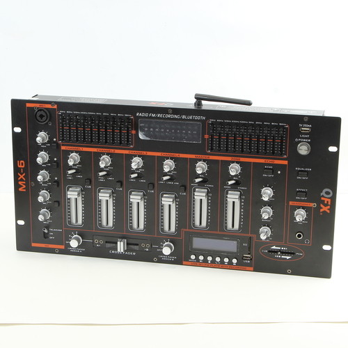 QFX “Pump up the Jam” Radio FM/Recording/Bluetooth 4-Channel DJ Mixer ...