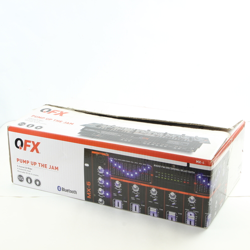 QFX “Pump up the Jam” Radio FM/Recording/Bluetooth 4-Channel DJ Mixer ...