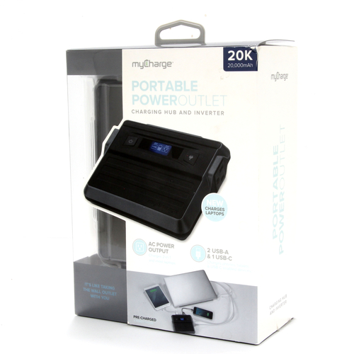myCharge Portable Power Outlet Charging HUB & Inverter 20,000 mAh ...