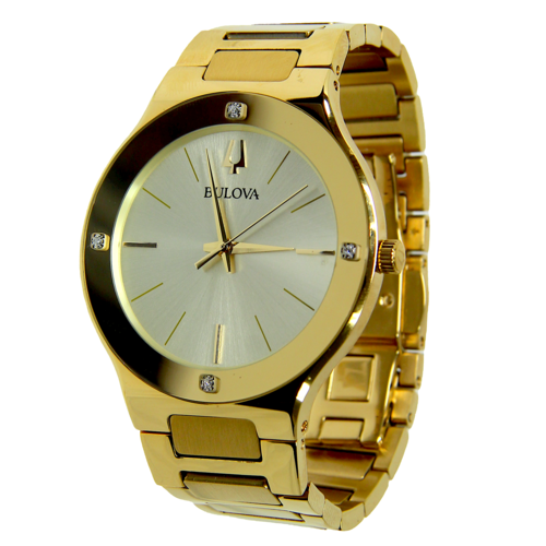 Bulova Men's Futuro 97E100 Diamond Accent Gold-Tone Band 43mm Quartz ...