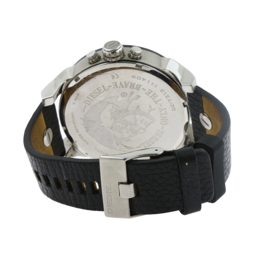 DIESEL "Only The Brave" " DZ7313 Chronograph Black Leather Band Men's ...