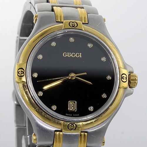 Genuine Men's Gucci Diamond Two Tone SS 9040M Watch | Outofpawn.com