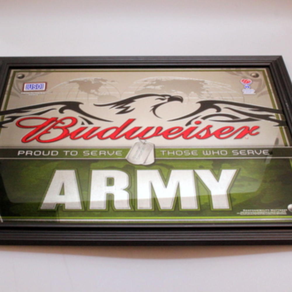 Budweiser Army Bar Mirror Beer Sign USO | Online Pawn Shop | Out Of Pawn