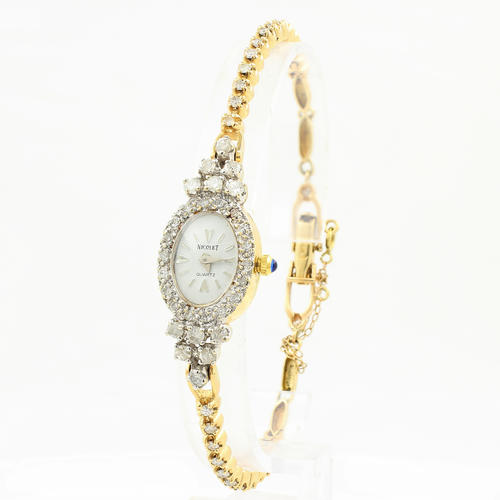 Estate Vintage Nicolet Quartz 14K Yellow Gold Diamond 1.98CTW Watch ...