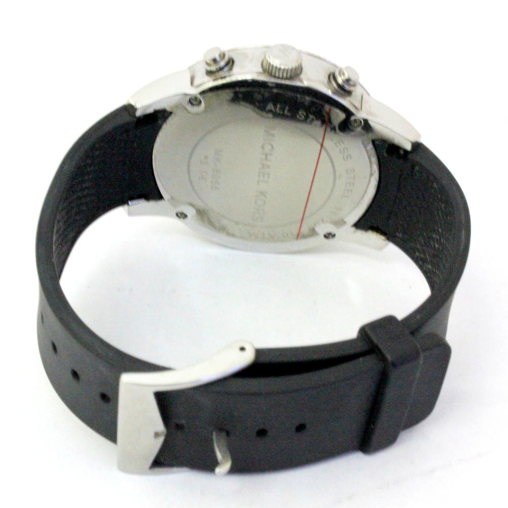Authentic Michael Kors MK8055 Silver Dial Rubber Chronograph Mens Watch ...