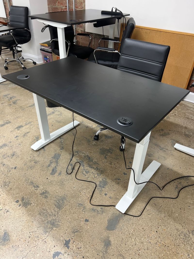 Sit Stand Desk - Electric Lift adjustable height, black laminate top ...