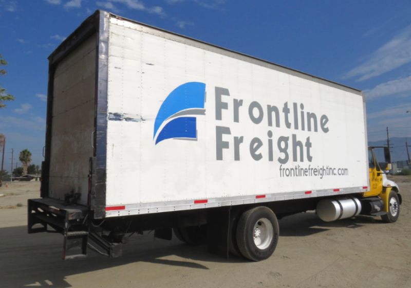 International 24ft Dry Van Box Truck DT-4300 Auction. FONTANA, CA