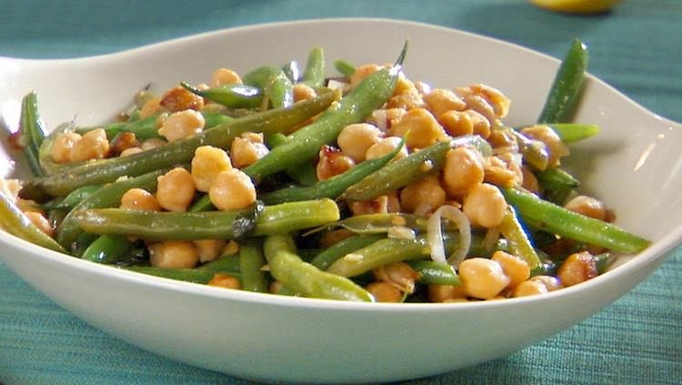 Ejotes con garbanzos de 201.2 Kcal - Receta fácil en la app Avena
