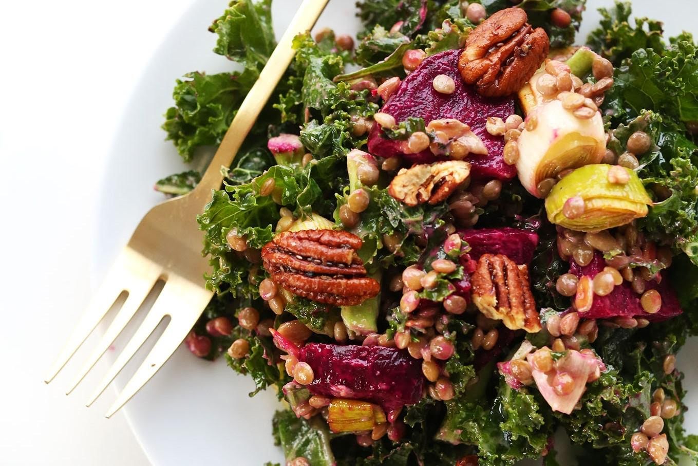 Ensalada de espinaca, betabel y lenteja de 236 Kcal - Receta fácil en ...