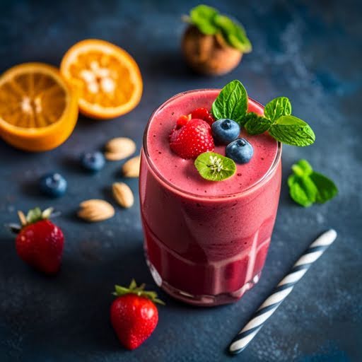 Smoothie de frutos rojos de 232 Kcal - Receta fácil en la app Avena