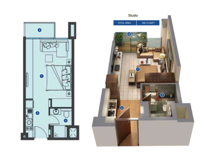 Apartment layouts: 1-2, 3+ rooms in Azizi Riviera in Dubai | Korter