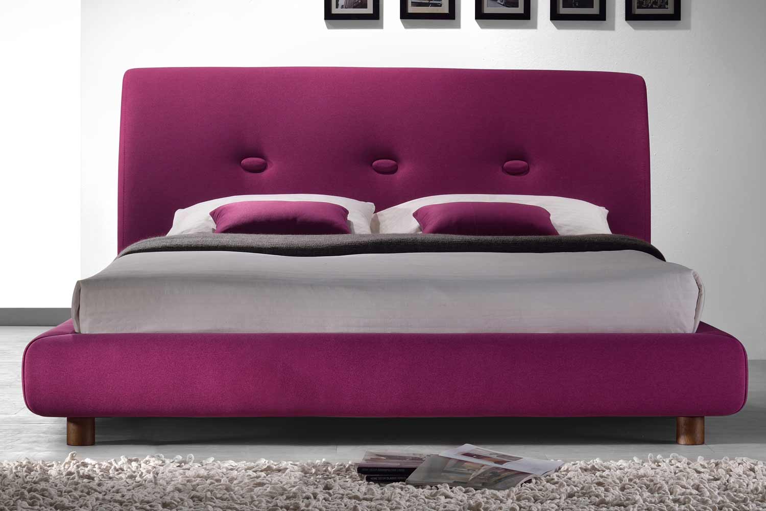 Time Living Sache Fabric Bed Frame - Ruby Pink - Bedworld