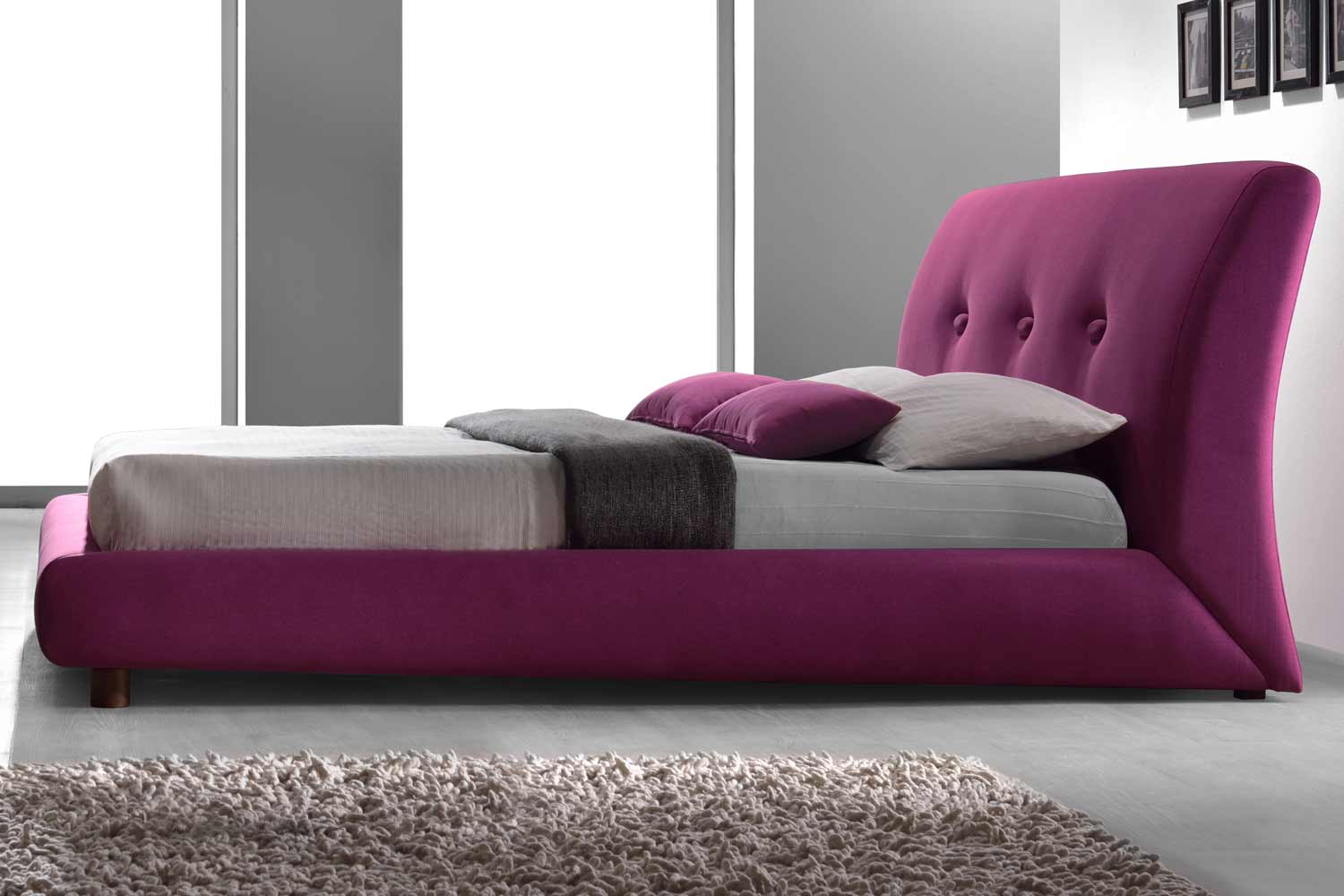 Time Living Sache Fabric Bed Frame - Ruby Pink - AAA Beds
