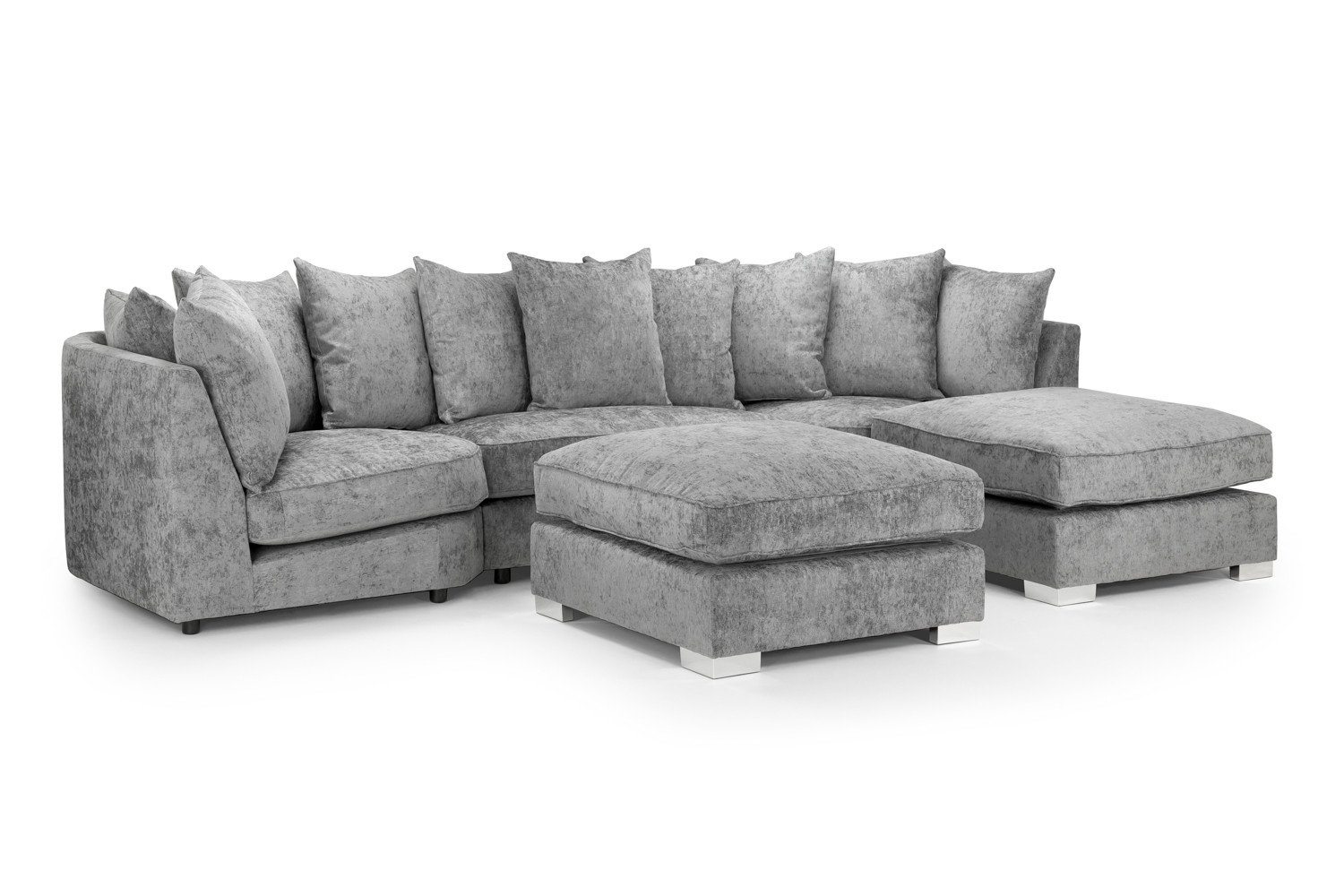 Bishop Platinum U Shape Corner Scatterback Sofa - Bedworld