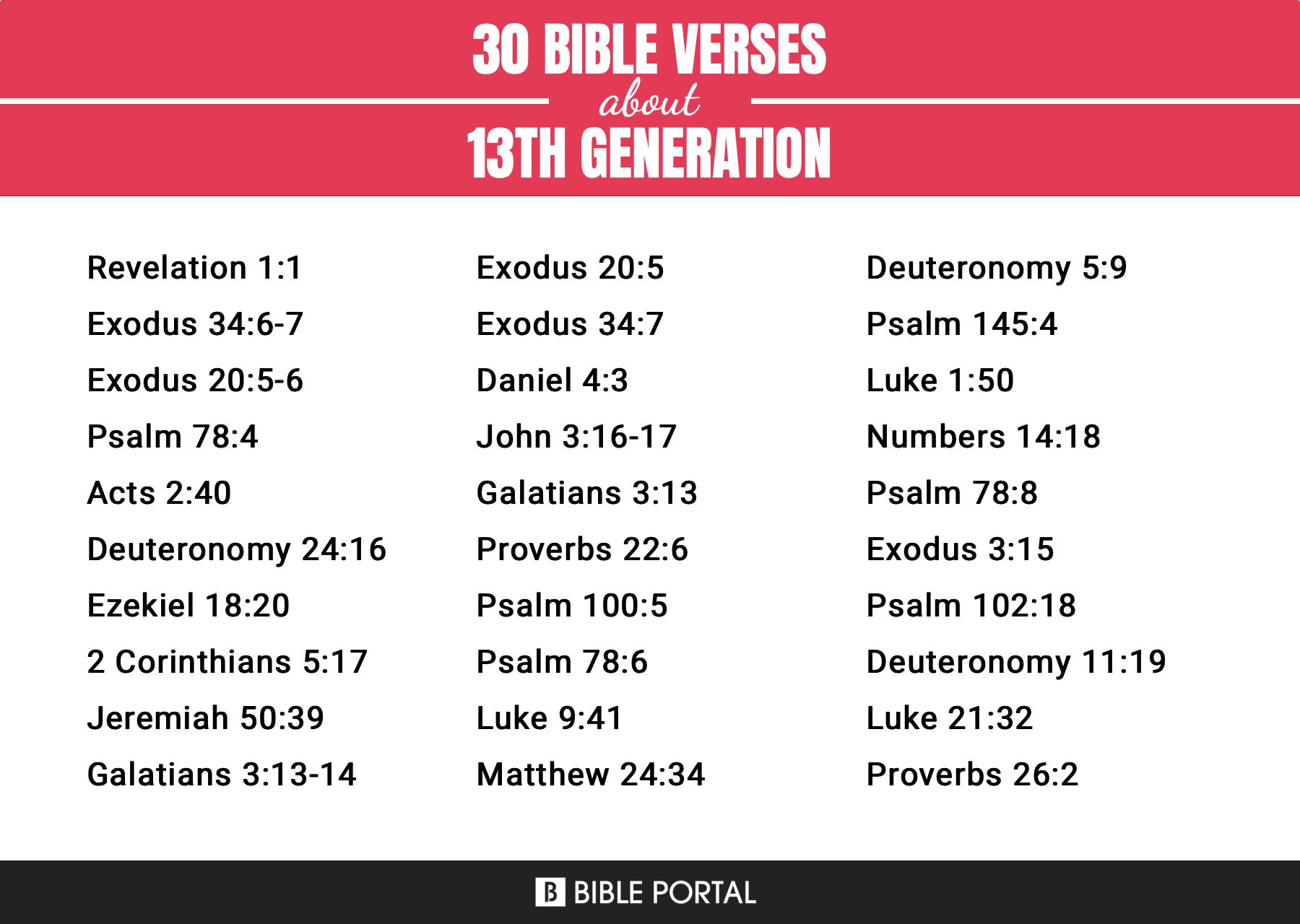 38 Bible Verses about 13th Generation