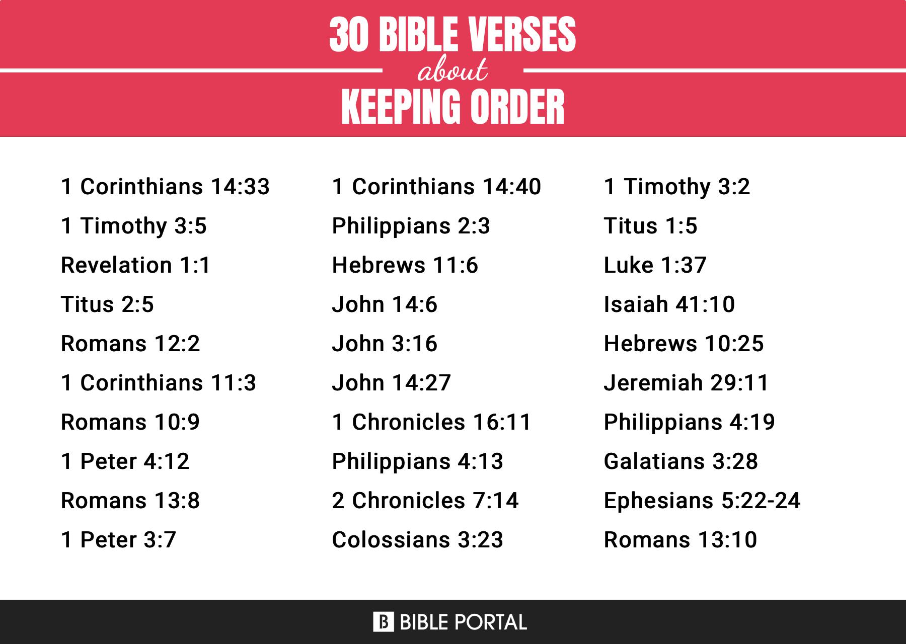 99 Bible Verses about Keeping Order