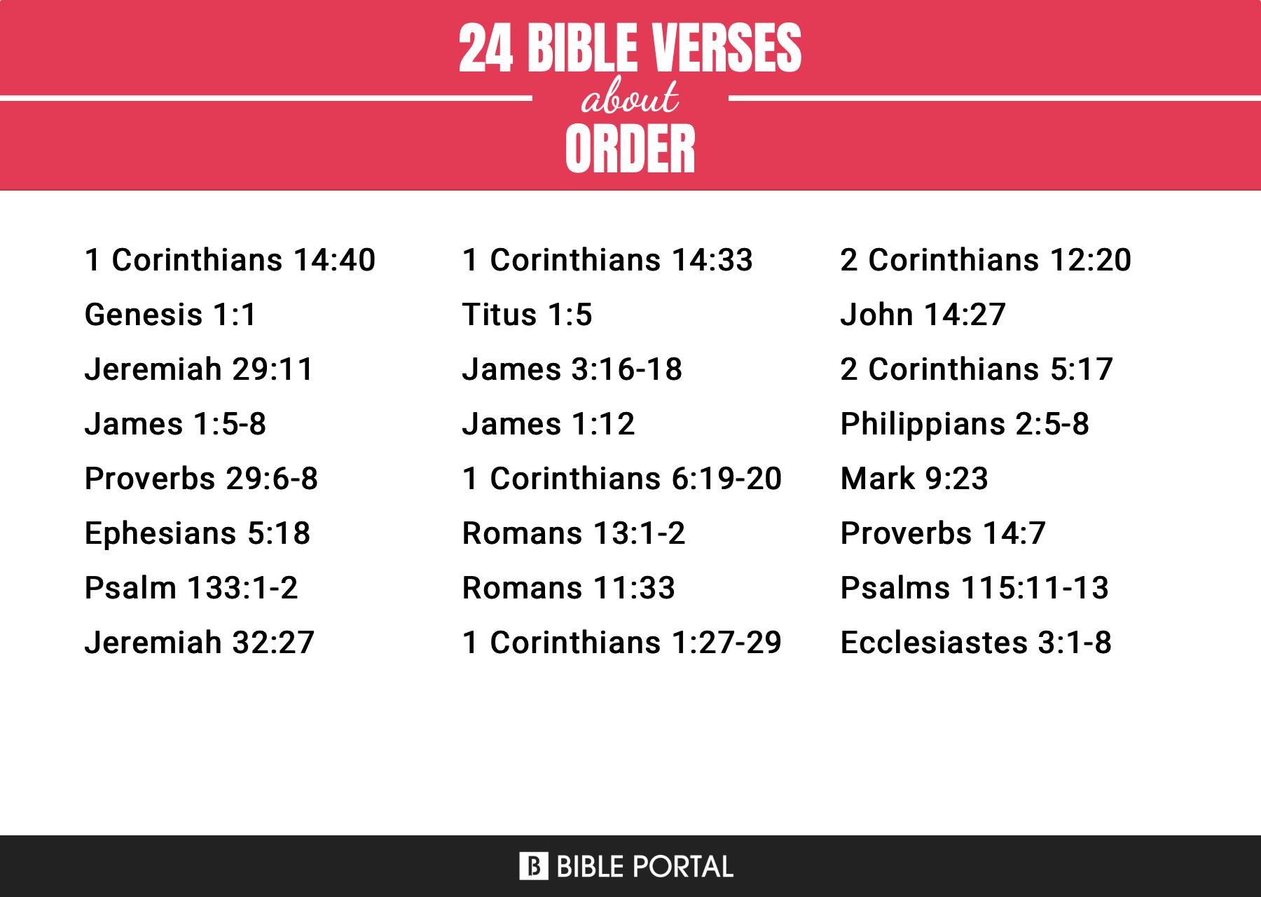 24 Bible Verses about Order