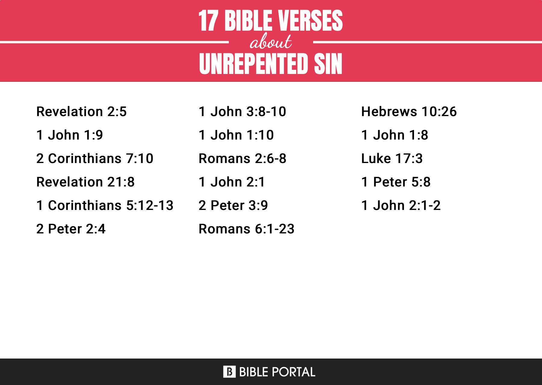 17 Bible Verses about Unrepented Sin
