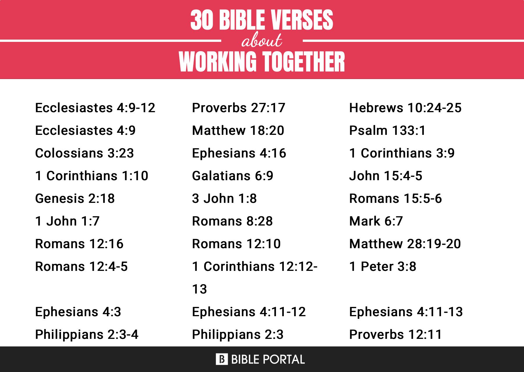 148 Bible Verses about Working Together