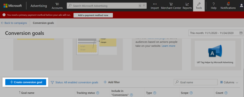 Adding Microsoft Advertising Conversion Tracking