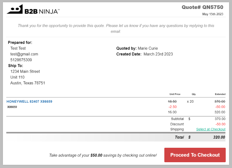 B2B Ninja Quote Email Templates